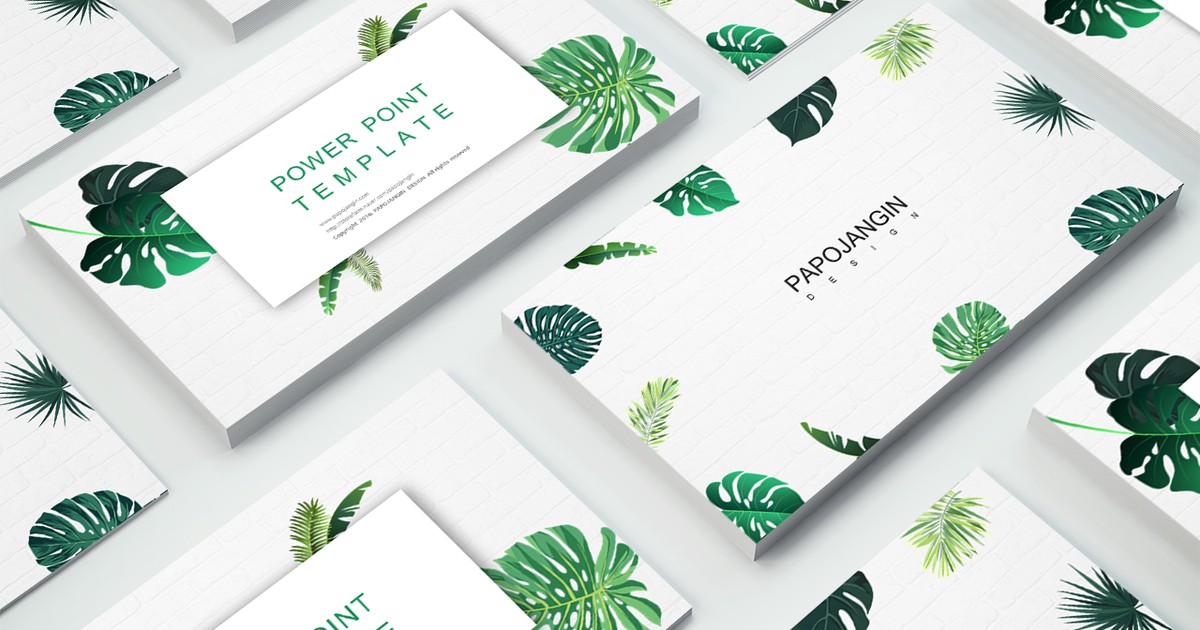 CLASS101+ | [20장] 꽃 PPT 템플릿05 북유럽 식물 포트폴리오 피피티 테마