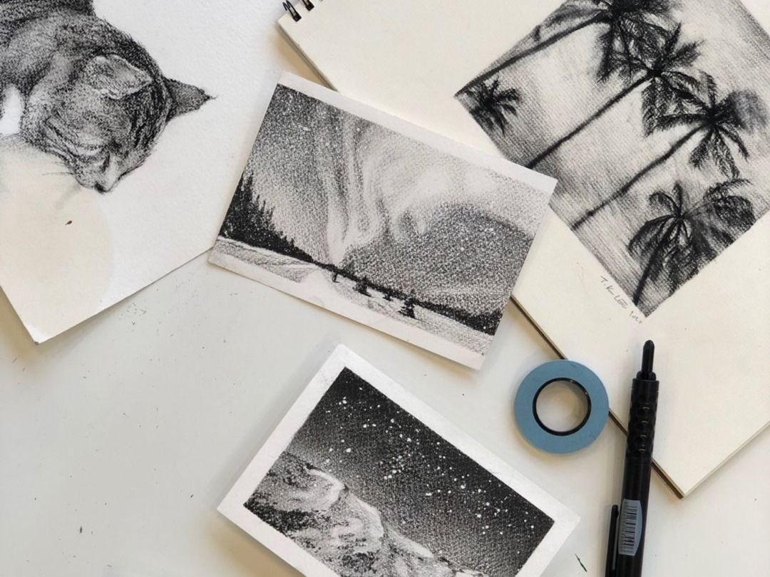 클래스101 | Glowing landscape in black and white - conte drawing | LALA ART