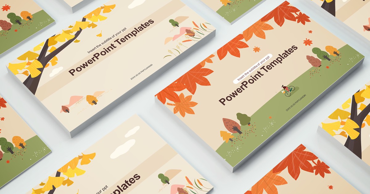 CLASS101 | [10장] 가을 단풍 은행잎 낙엽 깔끔한 PPT 템플릿255 피피티 파워포인트