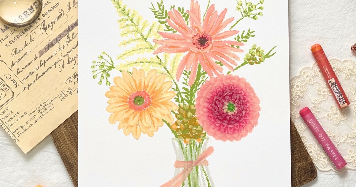 CLASS101+ | Rento's fragrant oil pastel flower drawing