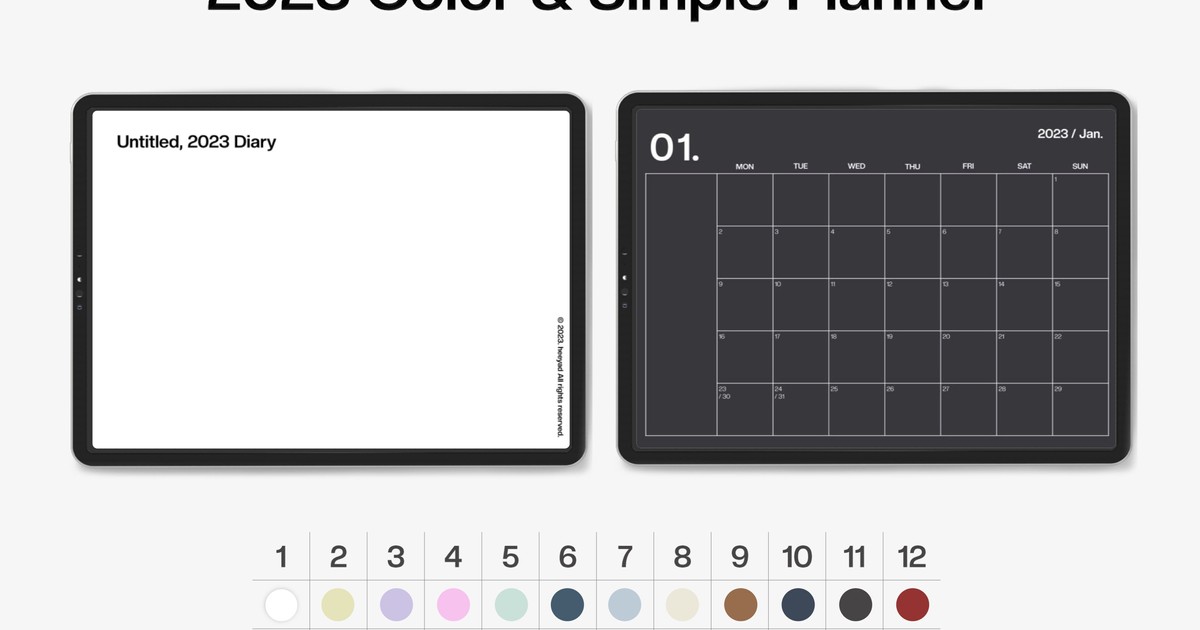 CLASS101+ | 2023 아이패드 굿노트 다이어리 날짜형 컬러 속지